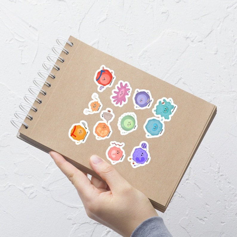 White Blood Cell Immune Cell Stickers, Cute Funny Stickers - Biology ...