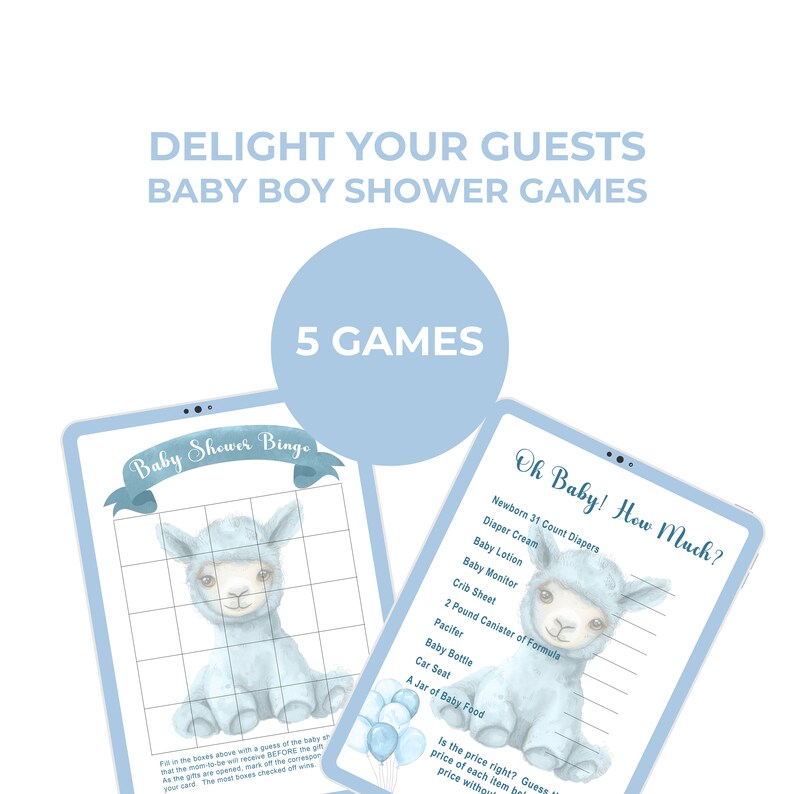 Baby Shower Game Bundle, Baby Boy Shower Game Kit, Printable Baby ...