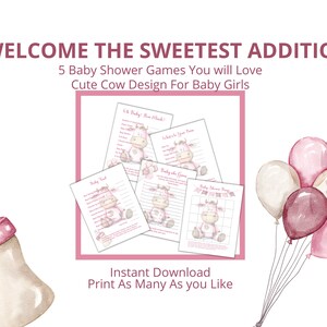 Baby Shower Game Bundle, Baby Girl Shower Game Kit, Printable Baby ...