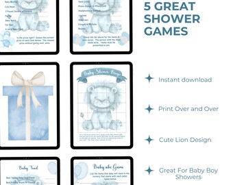 Baby Shower Game Bundle, Baby Boy Shower Game Kit, Printable Baby ...
