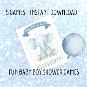 Baby Shower Game Bundle, Baby Boy Shower Game Kit, Printable Baby ...