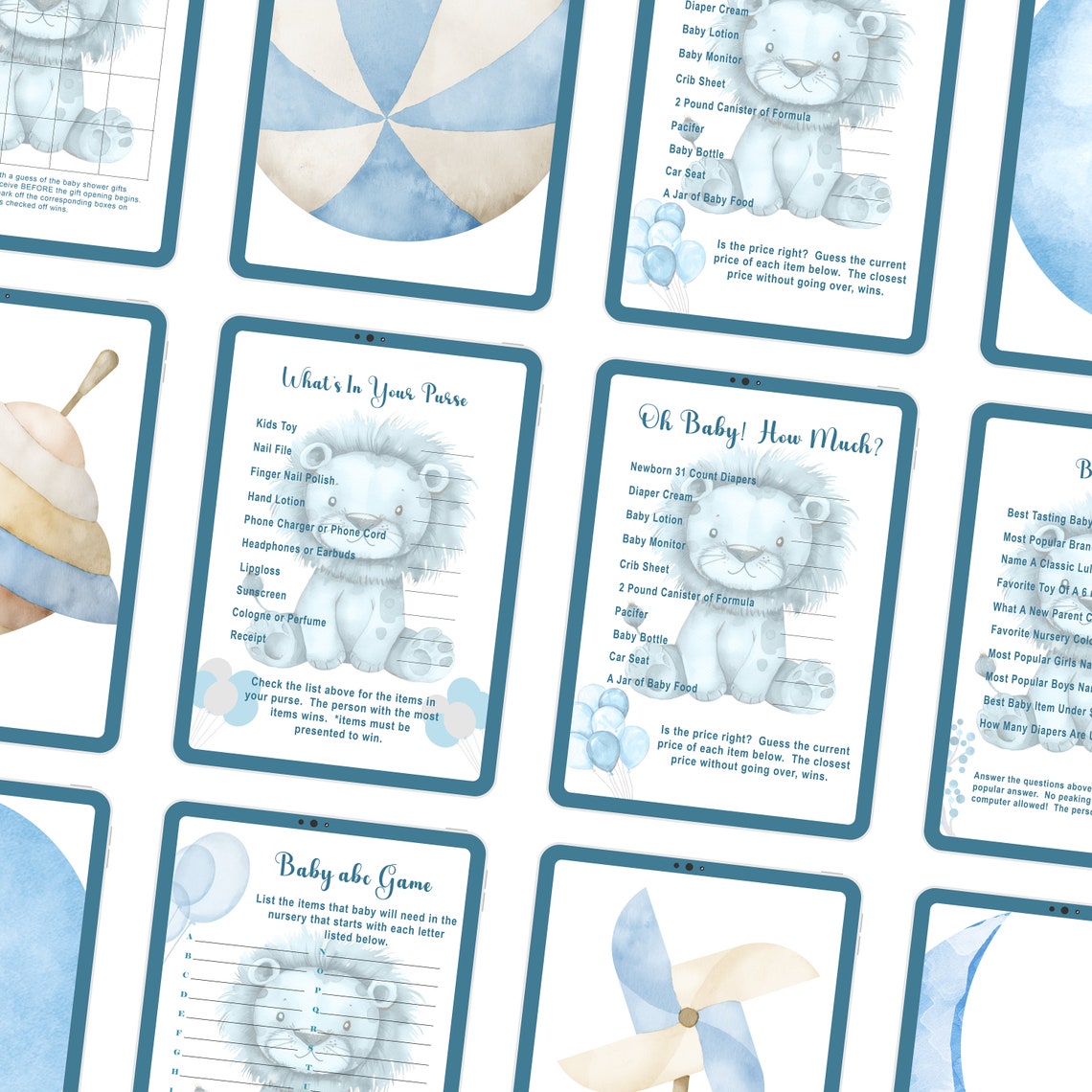 Baby Shower Game Bundle, Baby Boy Shower Game Kit, Printable Baby ...