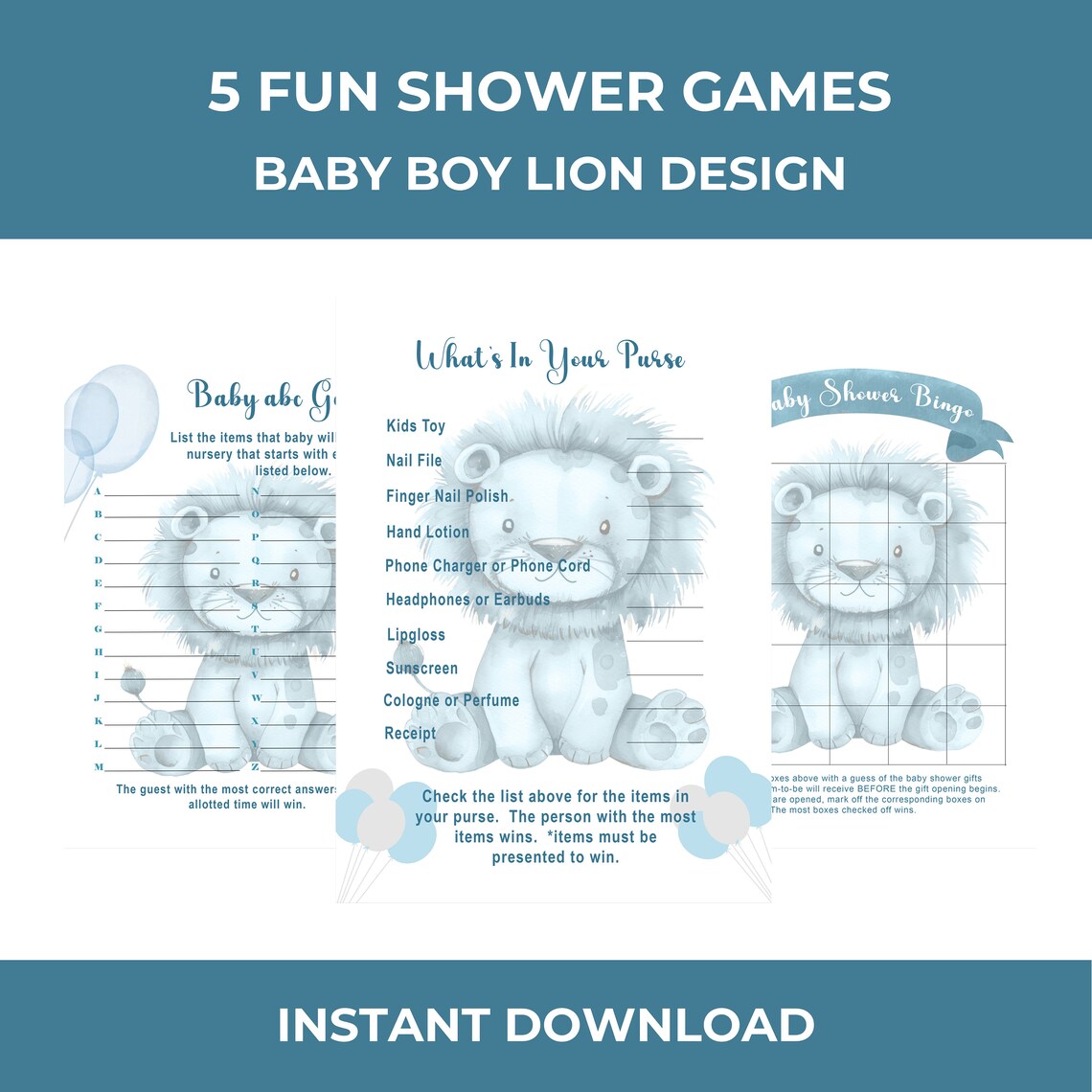Baby Shower Game Bundle, Baby Boy Shower Game Kit, Printable Baby ...
