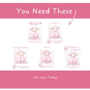 Baby Shower Game Bundle, Baby Girl Shower Game Kit, Printable Baby ...