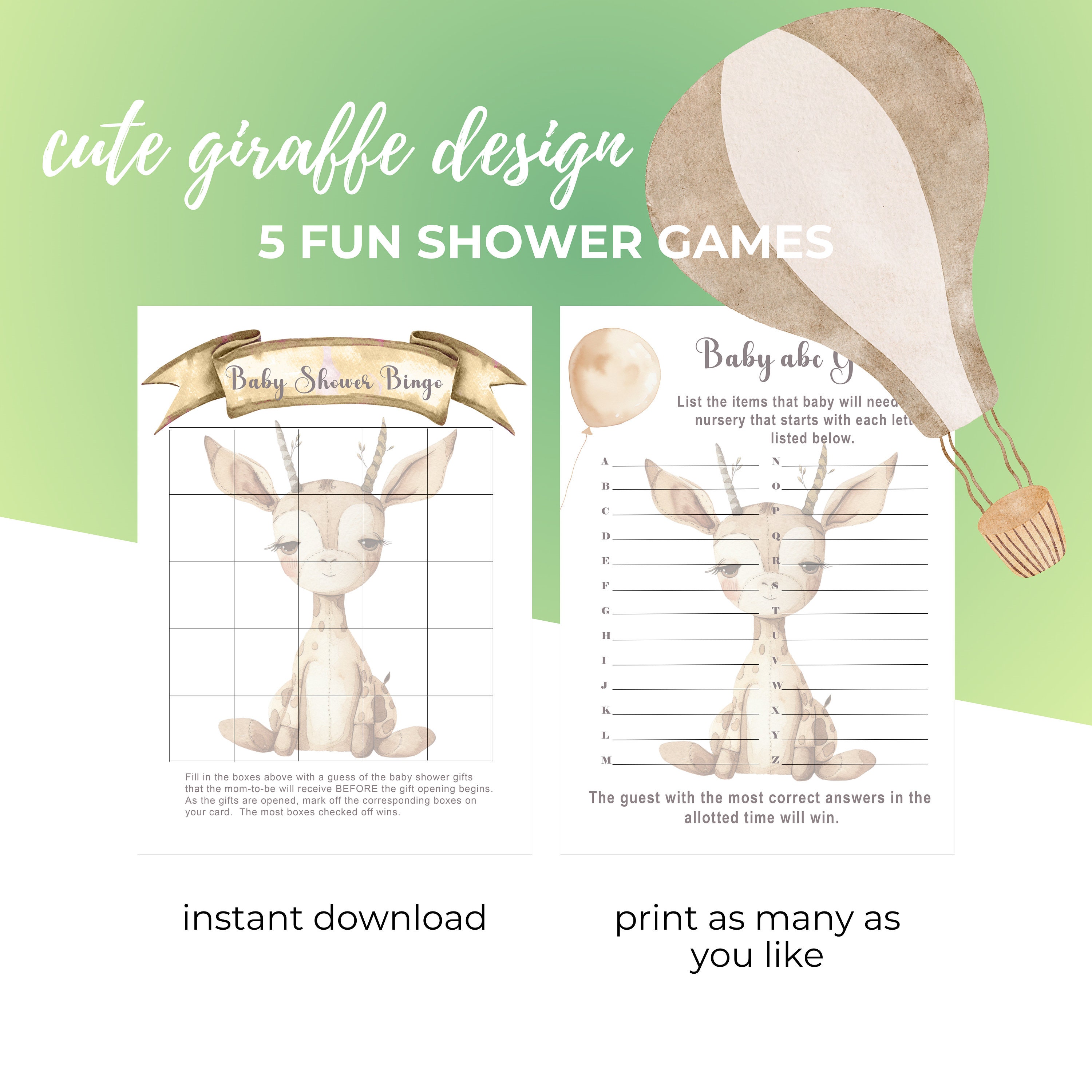 Baby Shower Game Bundle, Baby Shower Game Kit, Printable Baby Shower ...