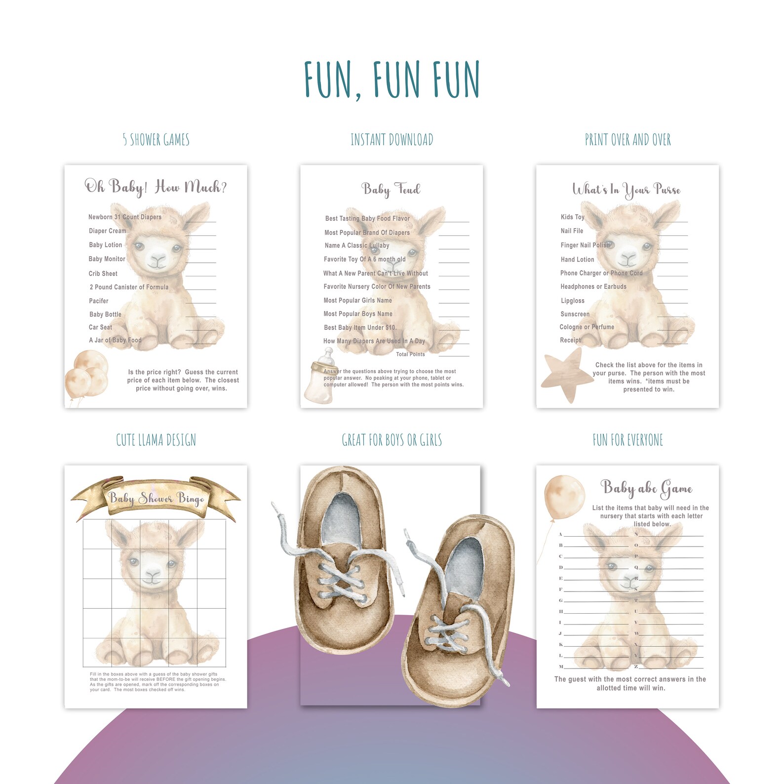 Baby Shower Game Bundle, Baby Shower Game Kit, Printable Baby Shower ...