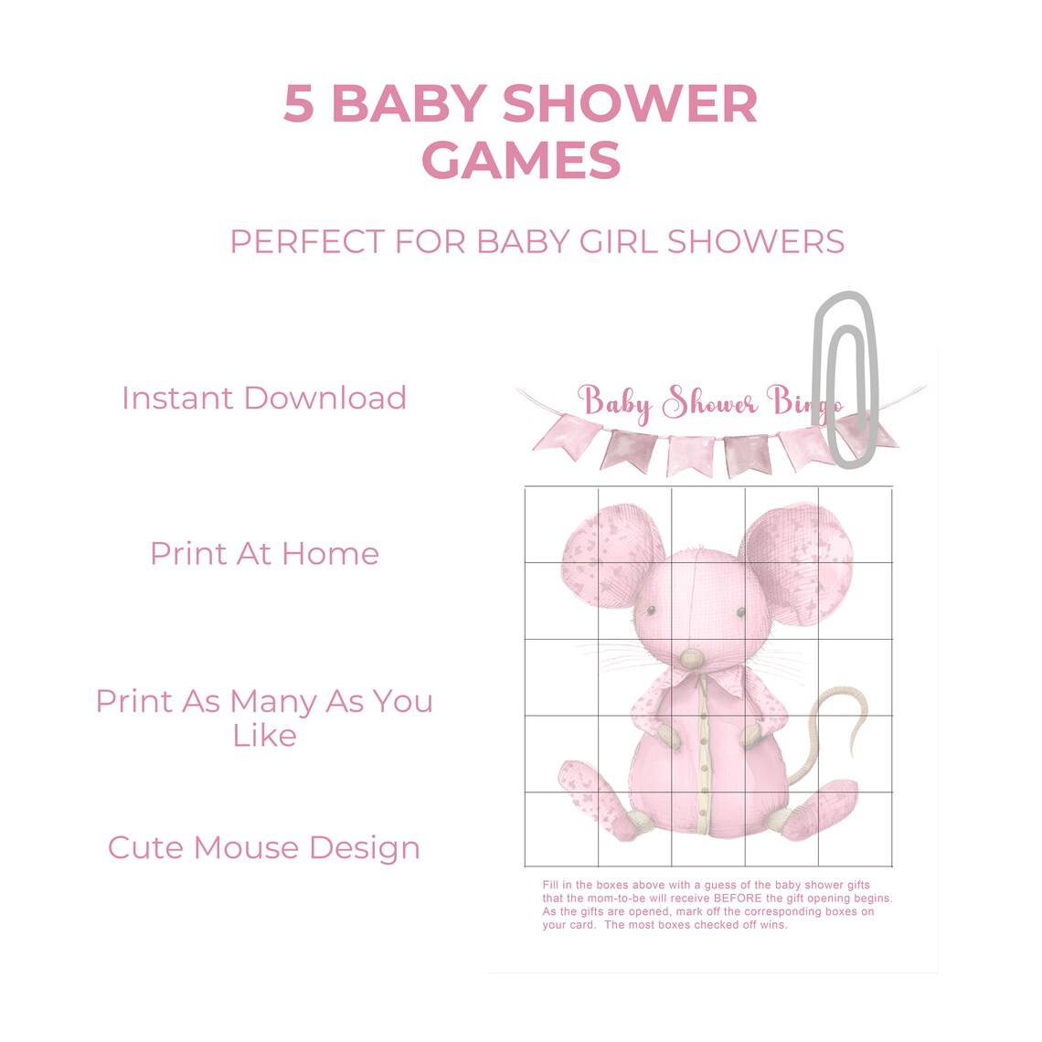 Baby Shower Game Bundle, Baby Girl Shower Game Kit, Printable Baby ...
