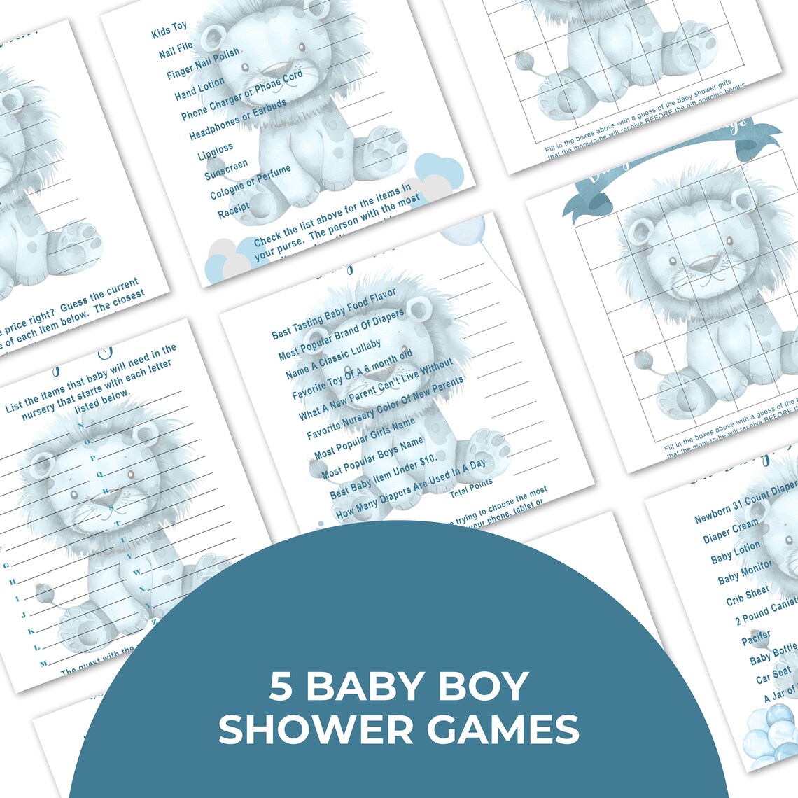 Baby Shower Game Bundle, Baby Boy Shower Game Kit, Printable Baby ...