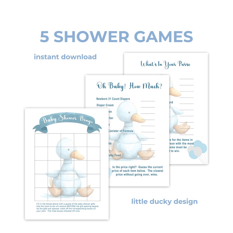 Baby Shower Game Bundle, Baby Boy Shower Game Kit, Printable Baby ...