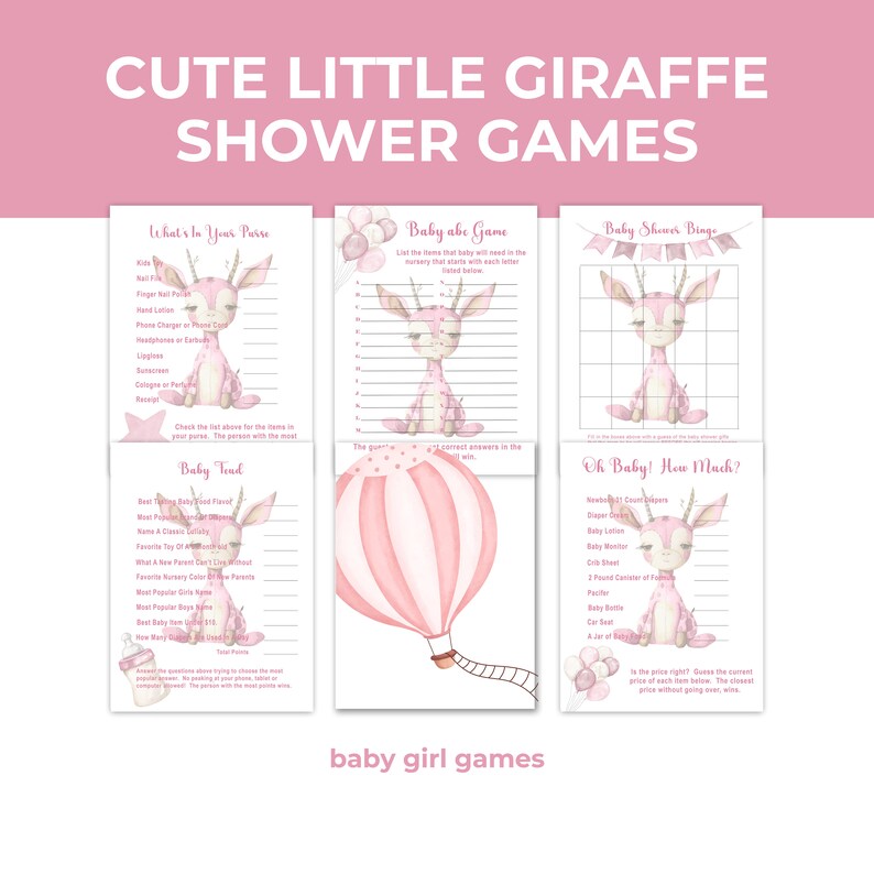 Baby Shower Game Bundle, Baby Girl Shower Game Kit, Printable Baby ...