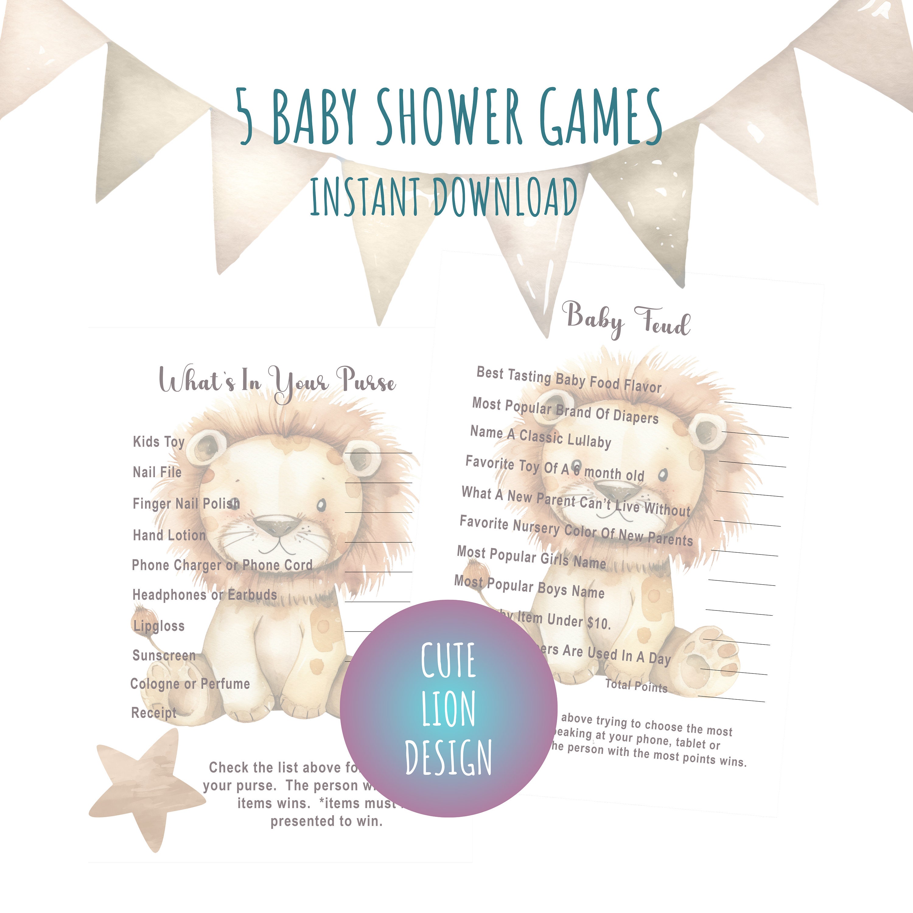 Baby Shower Game Bundle, Baby Shower Game Kit, Printable Baby Shower ...