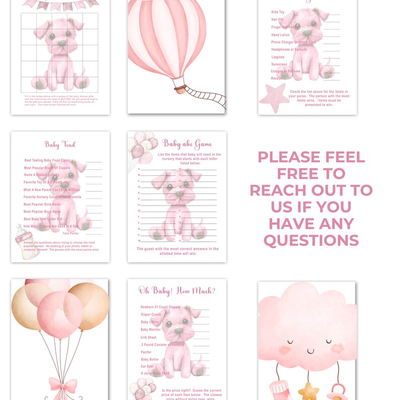 Baby Shower Game Bundle, Baby Girl Shower Game Kit, Printable Baby ...