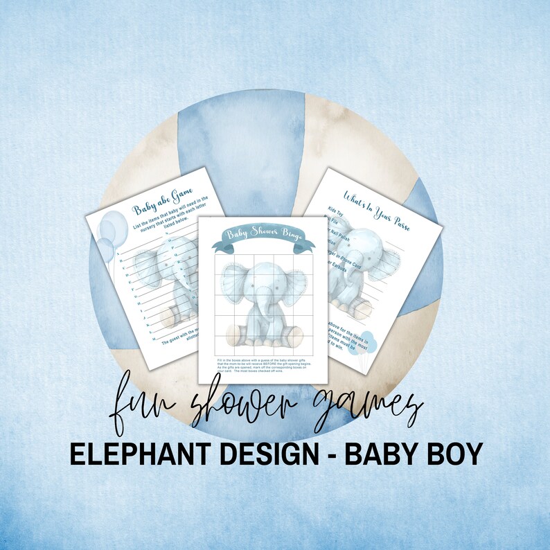 Baby Shower Game Bundle, Baby Boy Shower Game Kit, Printable Baby ...