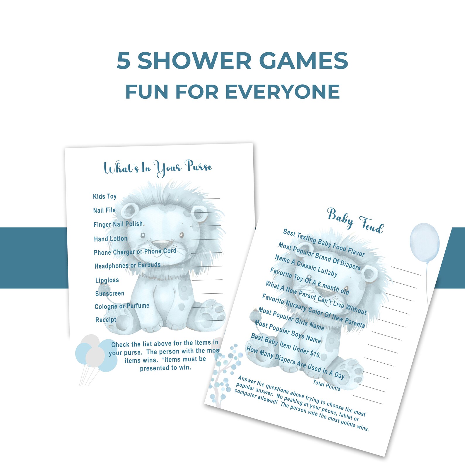 Baby Shower Game Bundle, Baby Boy Shower Game Kit, Printable Baby ...
