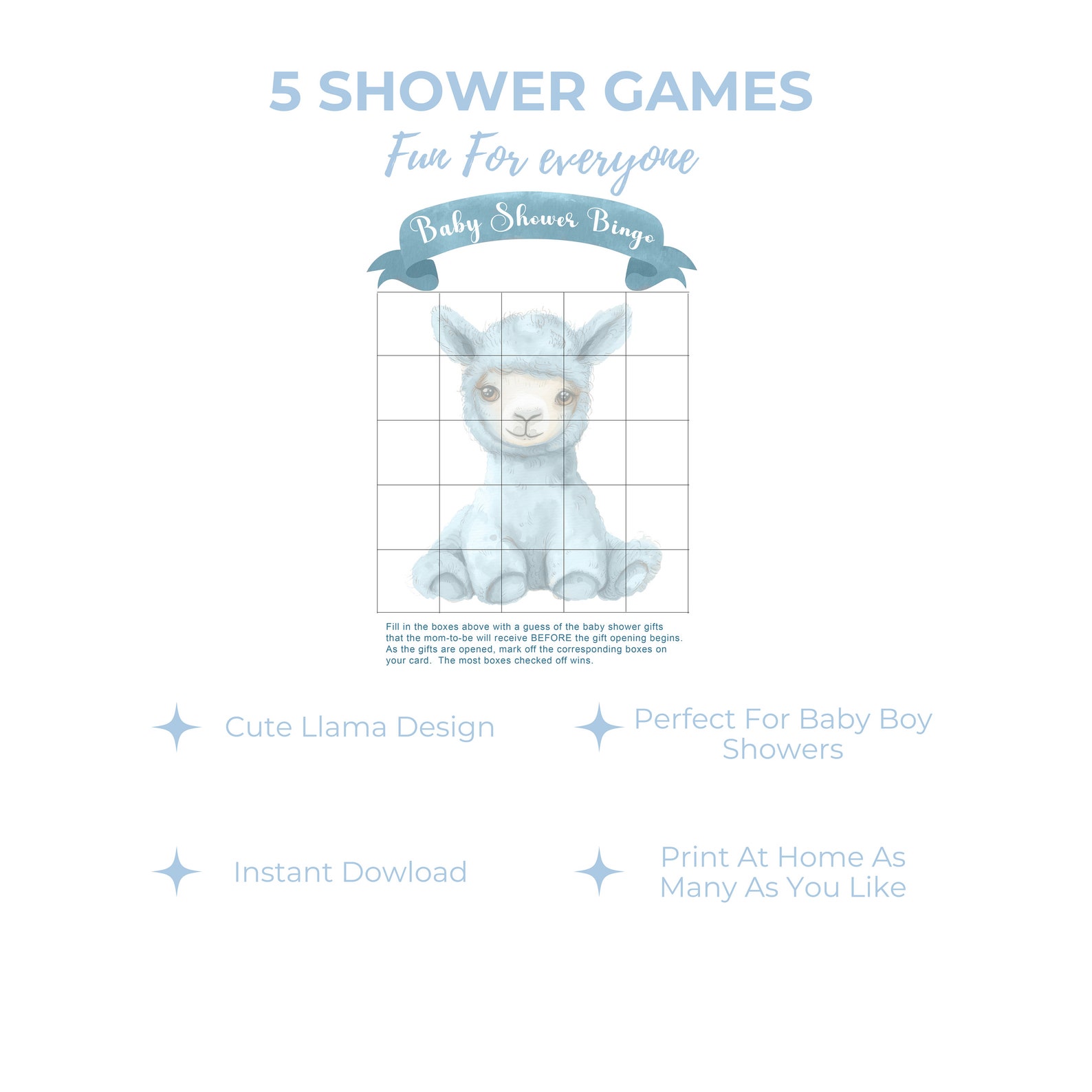 Baby Shower Game Bundle, Baby Boy Shower Game Kit, Printable Baby ...