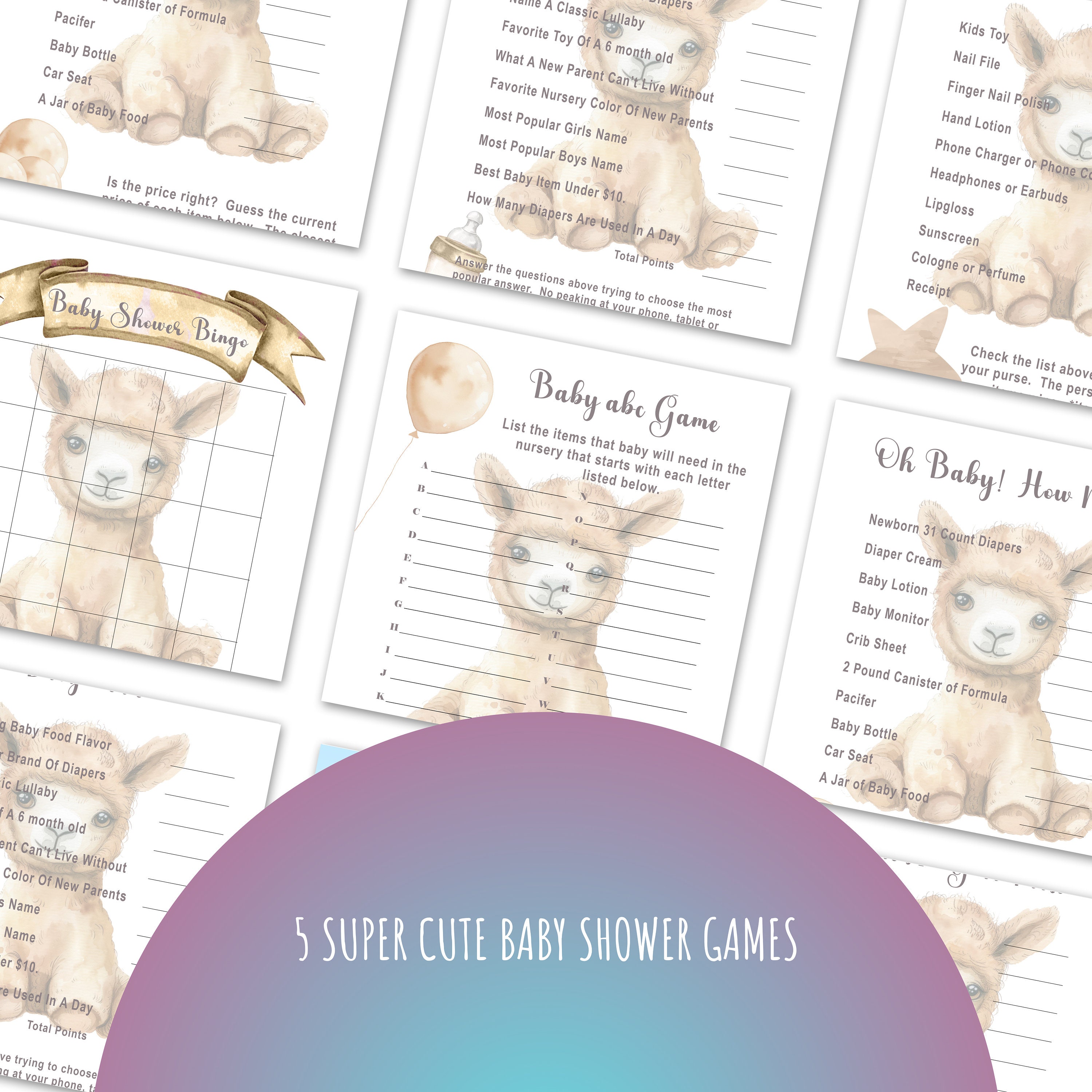 Baby Shower Game Bundle, Baby Shower Game Kit, Printable Baby Shower ...