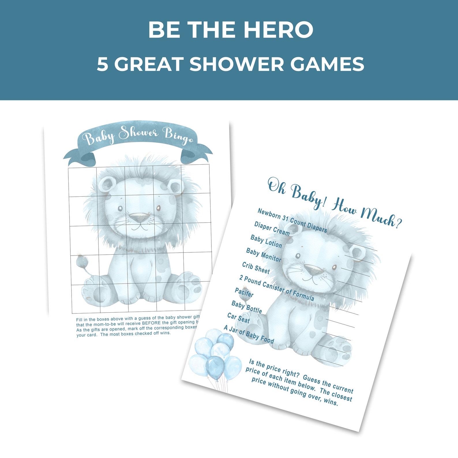 Baby Shower Game Bundle, Baby Boy Shower Game Kit, Printable Baby ...