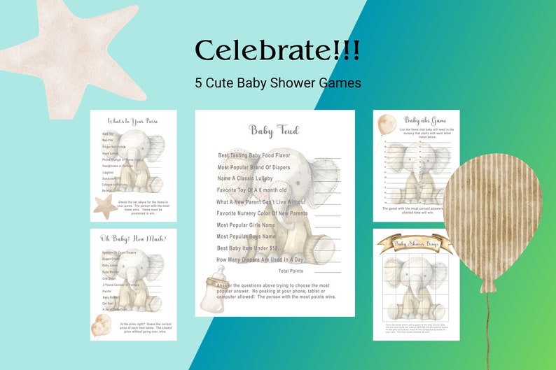 Baby Shower Game Bundle, Baby Shower Game Kit, Printable Baby Shower ...