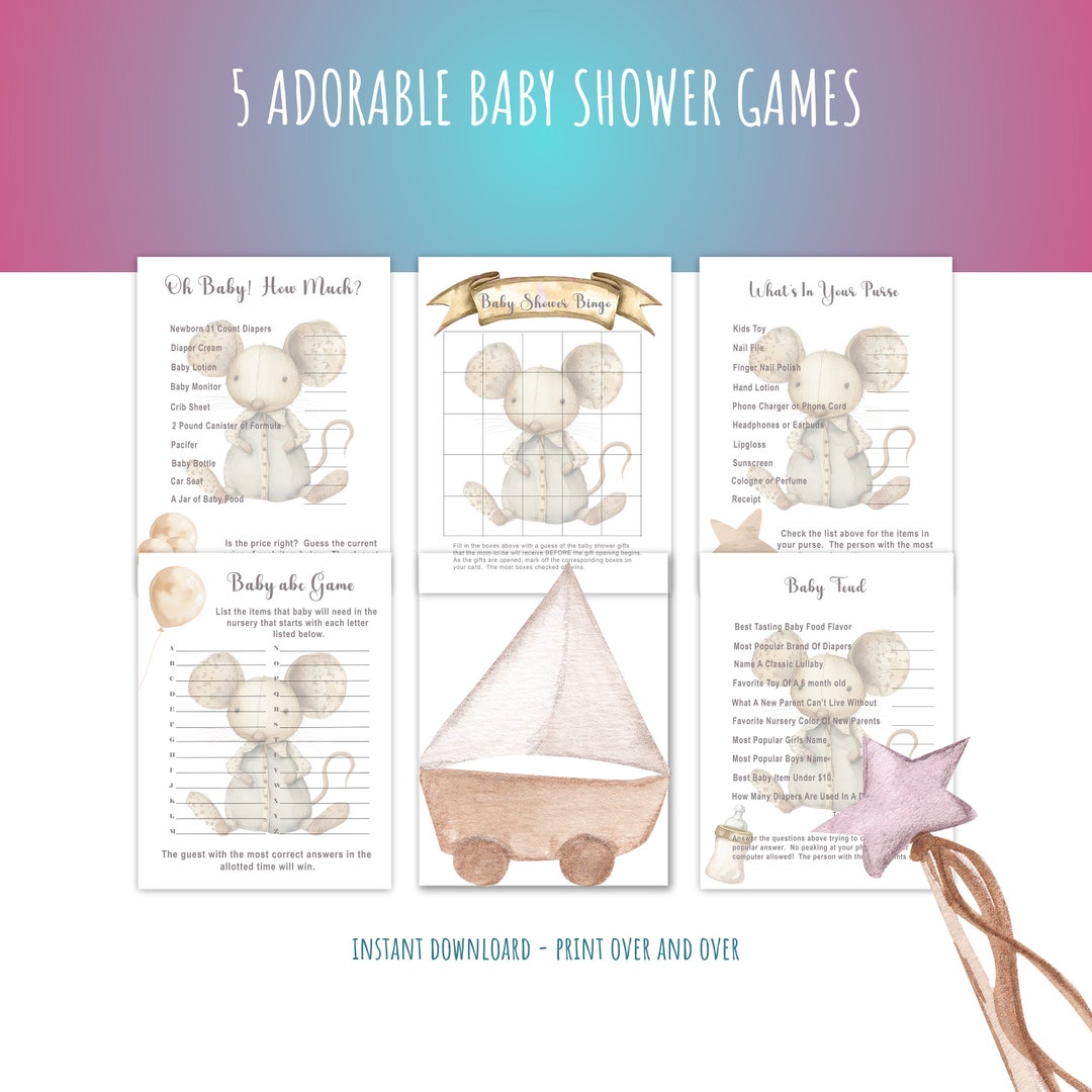Baby Shower Game Bundle, Baby Shower Game Kit, Printable Baby Shower ...