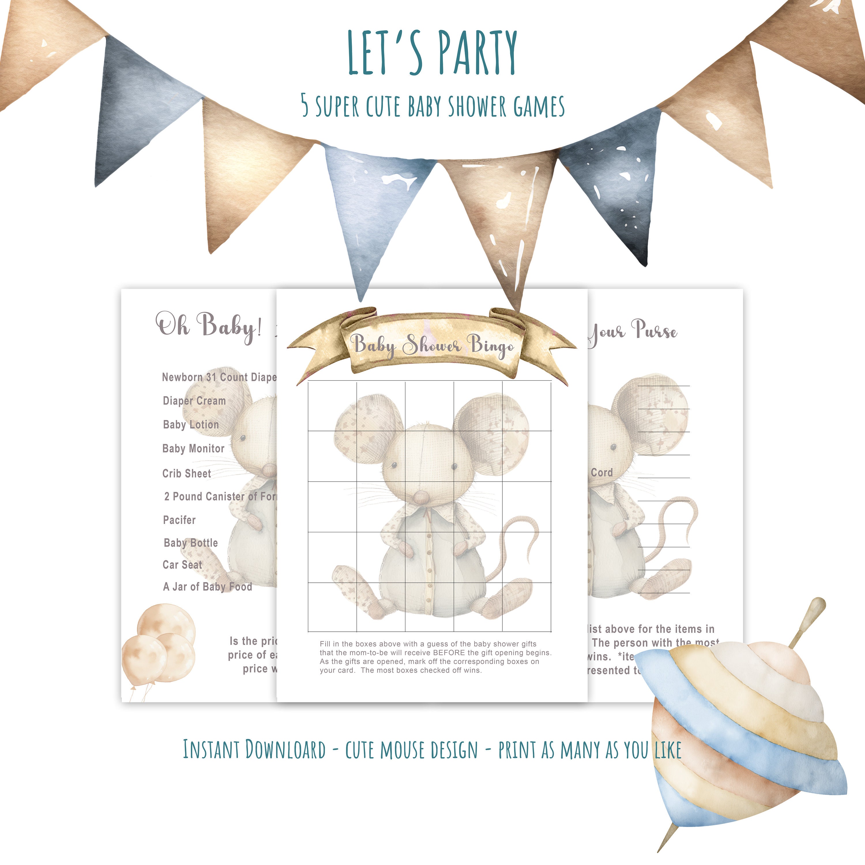Baby Shower Game Bundle, Baby Shower Game Kit, Printable Baby Shower ...
