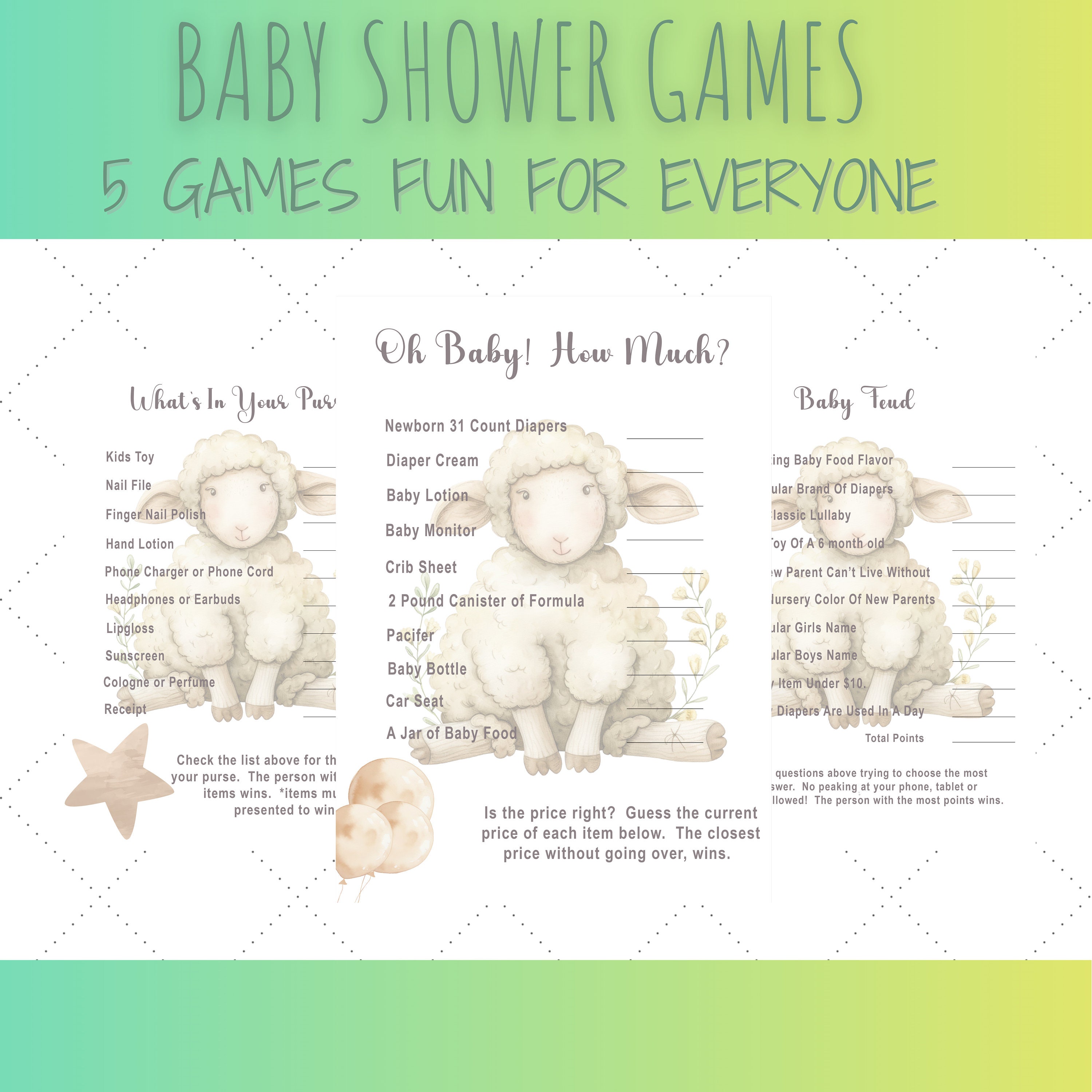 Baby Shower Game Bundle, Baby Shower Game Kit, Printable Baby Shower ...