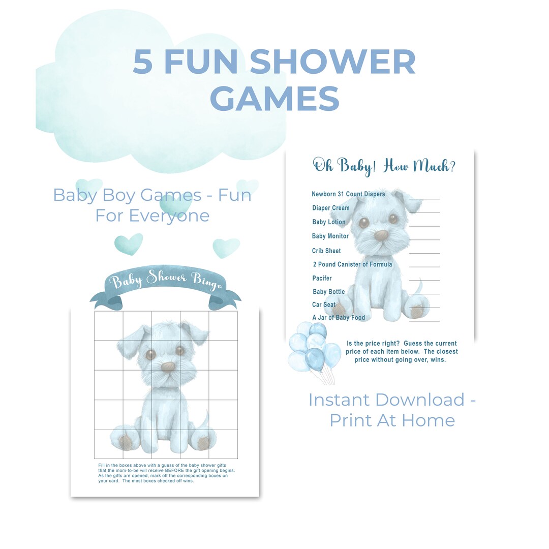 Baby Shower Game Bundle, Baby Boy Shower Game Kit, Printable Baby ...