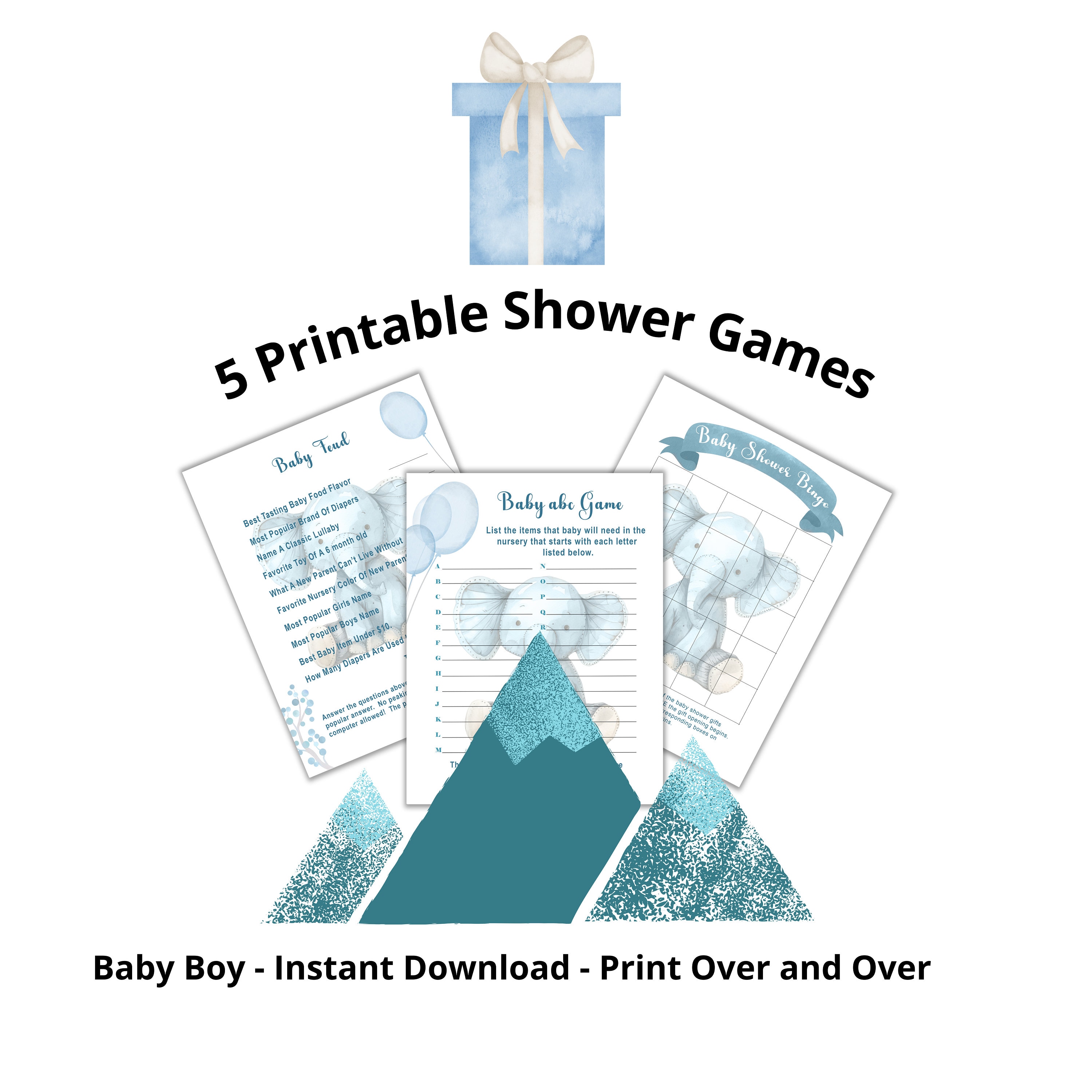 Baby Shower Game Bundle, Baby Boy Shower Game Kit, Printable Baby ...