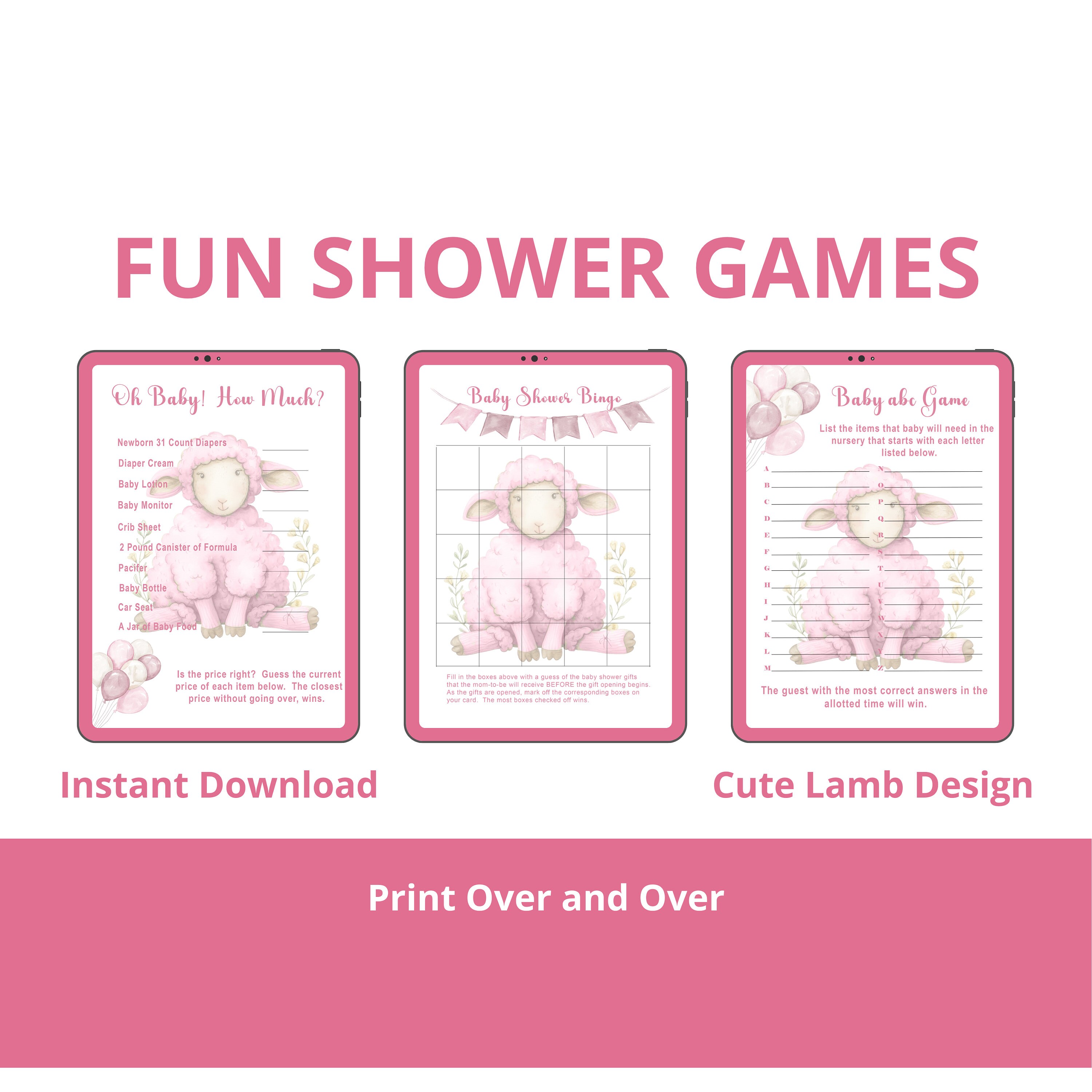 Baby Shower Game Bundle, Baby Girl Shower Game Kit, Printable Baby ...