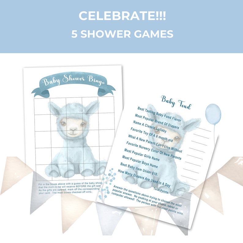 Baby Shower Game Bundle, Baby Boy Shower Game Kit, Printable Baby ...