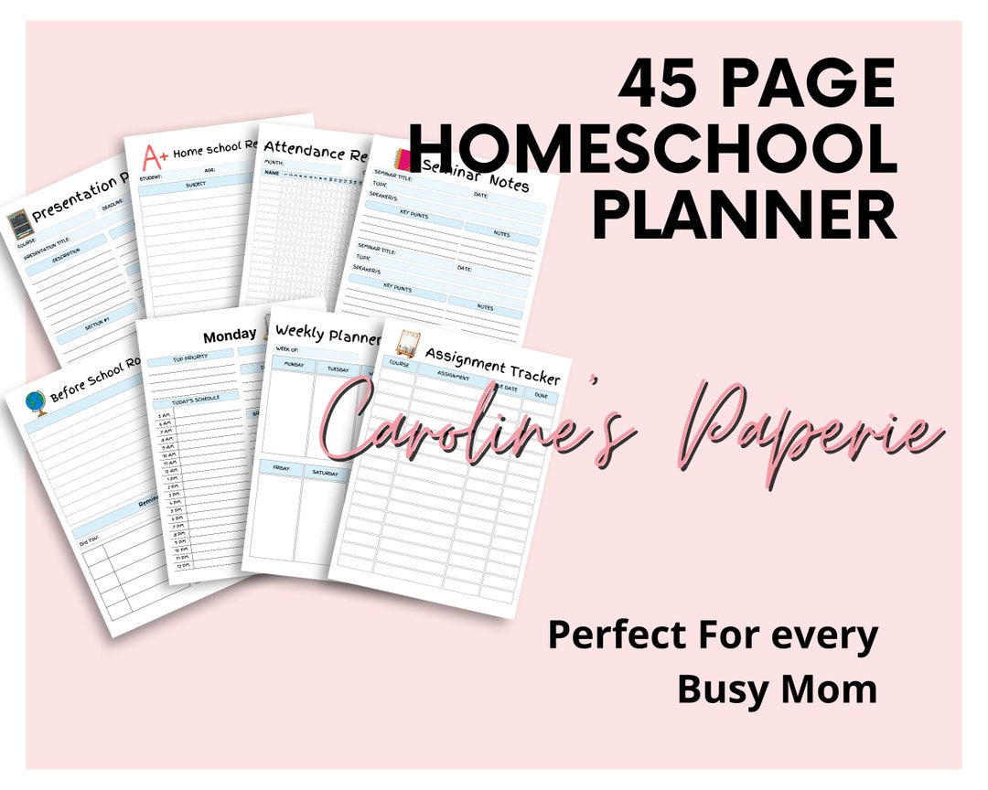 Homeschool Planner for Busy Moms and Kids, Grade Keeper, Attendance ...
