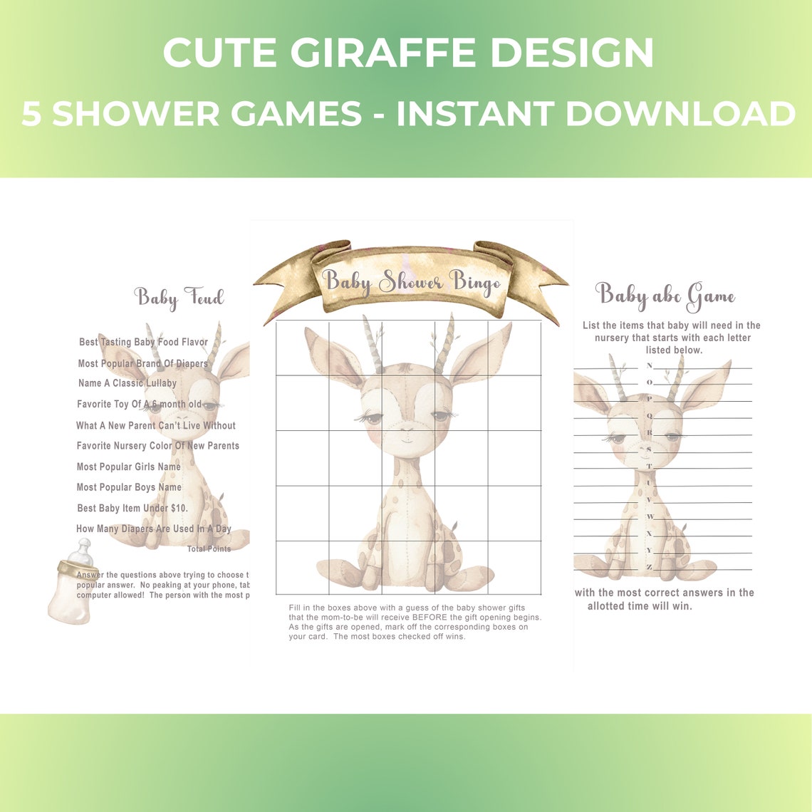 Baby Shower Game Bundle, Baby Shower Game Kit, Printable Baby Shower ...
