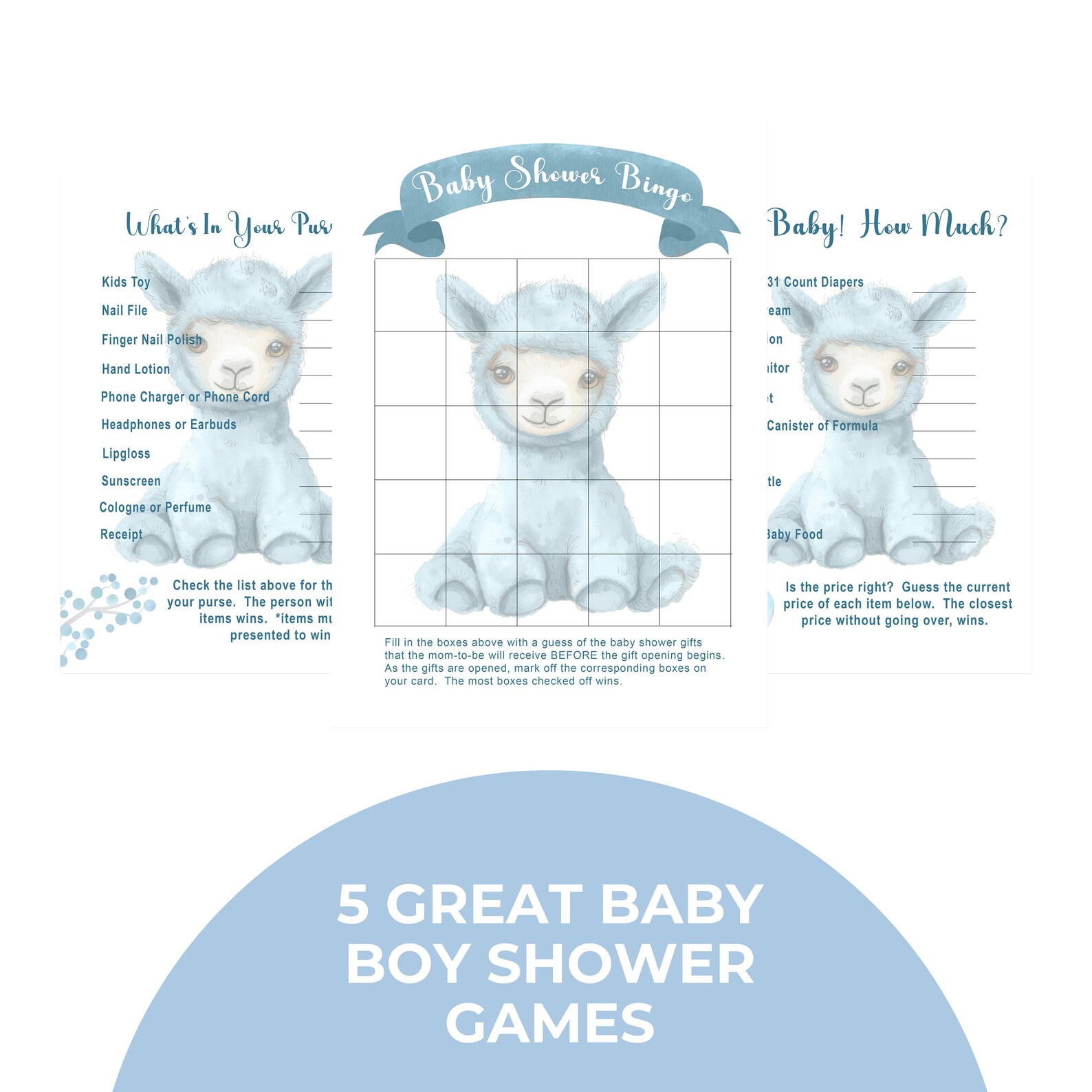 Baby Shower Game Bundle, Baby Boy Shower Game Kit, Printable Baby ...