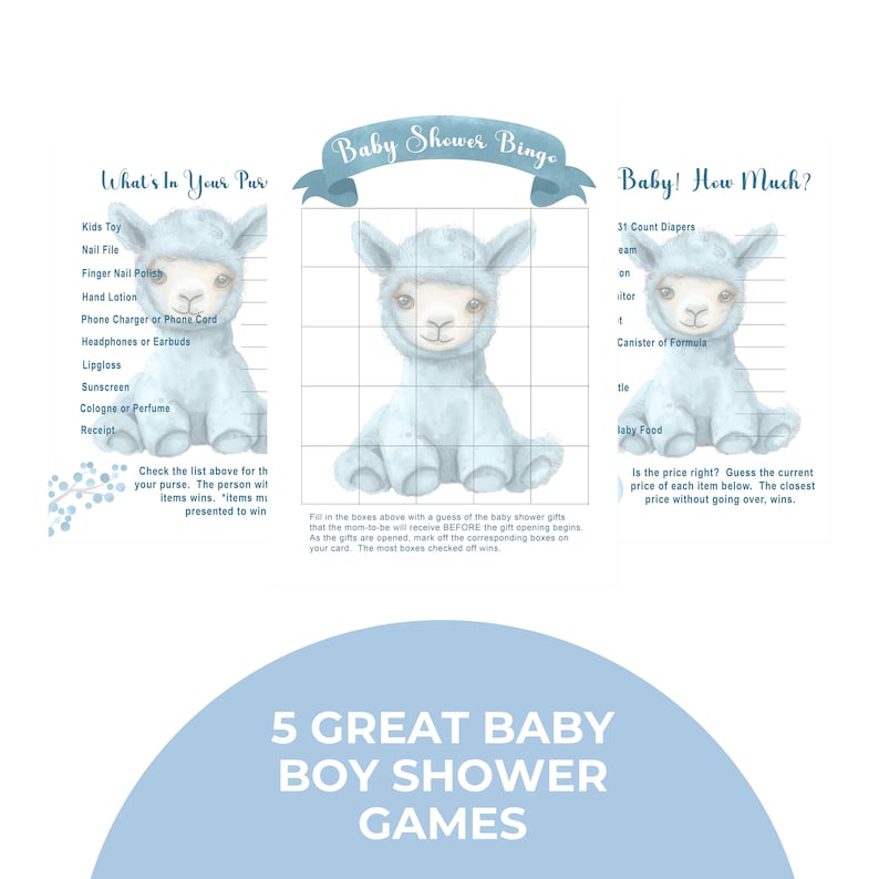 Baby Shower Game Bundle, Baby Boy Shower Game Kit, Printable Baby ...