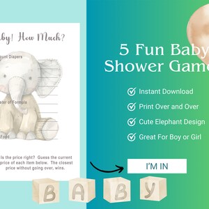 Baby Shower Game Bundle, Baby Shower Game Kit, Printable Baby Shower ...