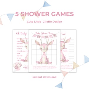 Baby Shower Game Bundle, Baby Girl Shower Game Kit, Printable Baby ...