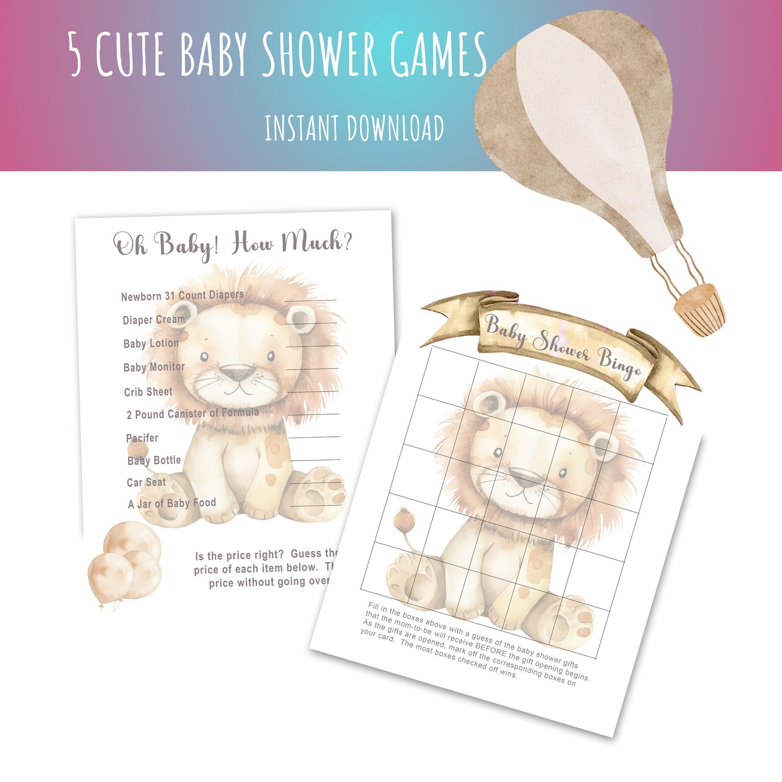 Baby Shower Game Bundle, Baby Shower Game Kit, Printable Baby Shower ...