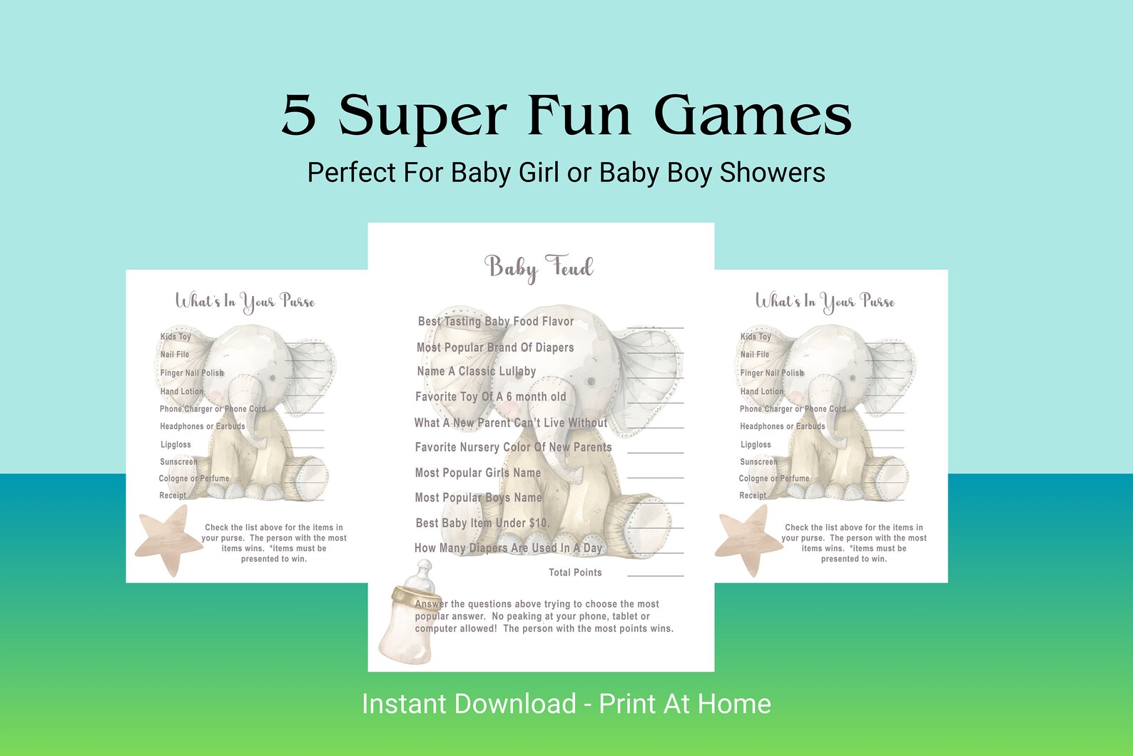 Baby Shower Game Bundle, Baby Shower Game Kit, Printable Baby Shower ...