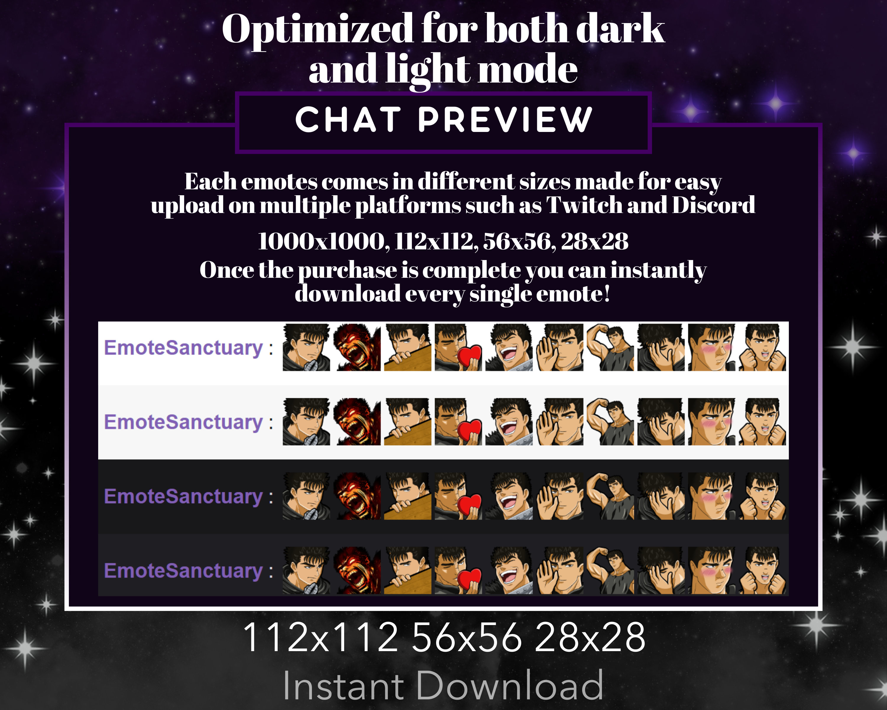 Berserk Guts Emote 9 Pack, Bundle for Twitch, Discord. Anime, Manga ...