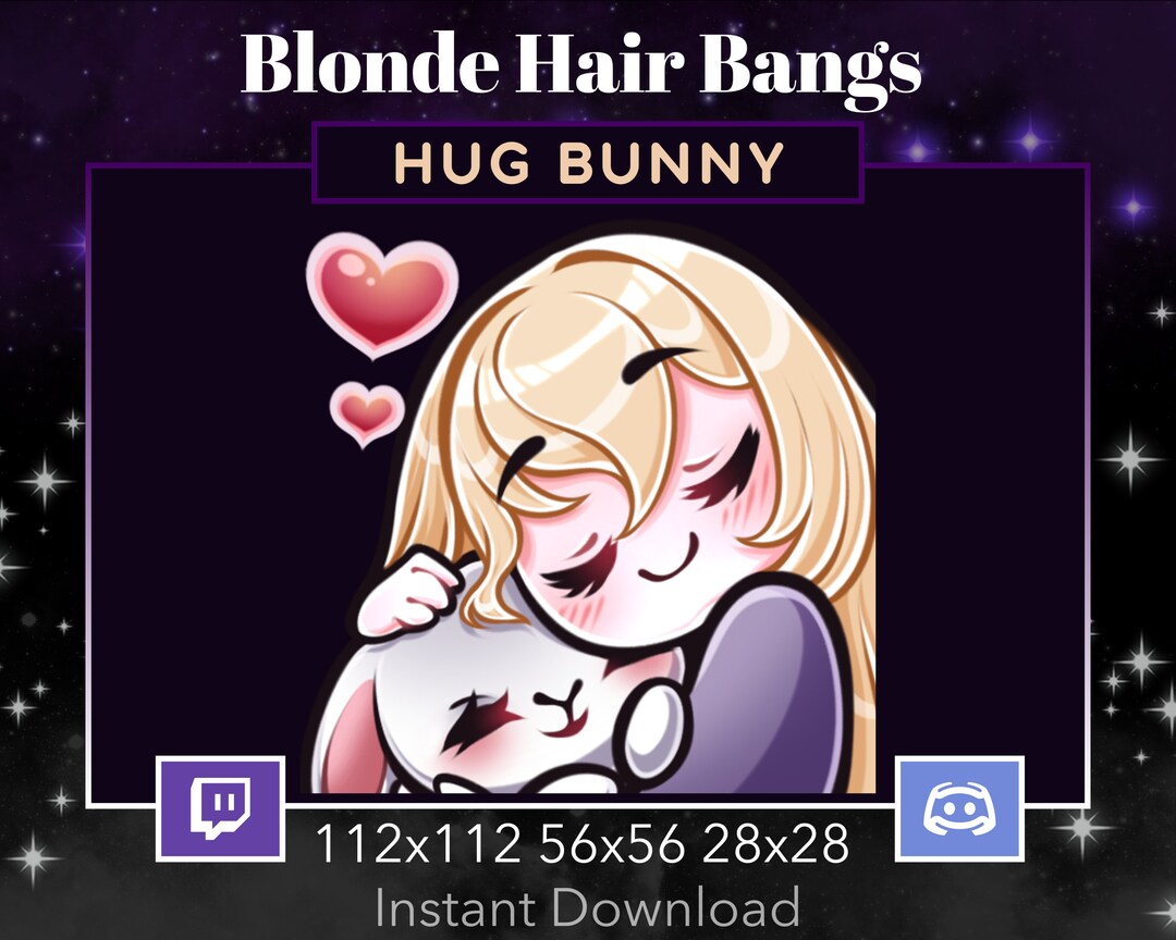Chibi Girl Hug Bunny Twitch, Discord, Stream, Blonde Hair, Blue Eyes ...