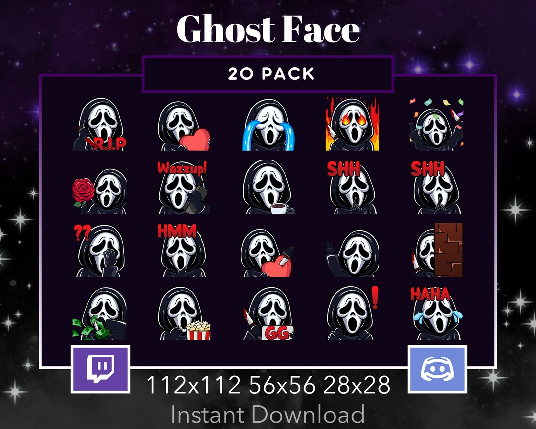 Ghost Face Emote Dbd Pack 2, Bundle for Twitch, Discord, Stream, Love ...