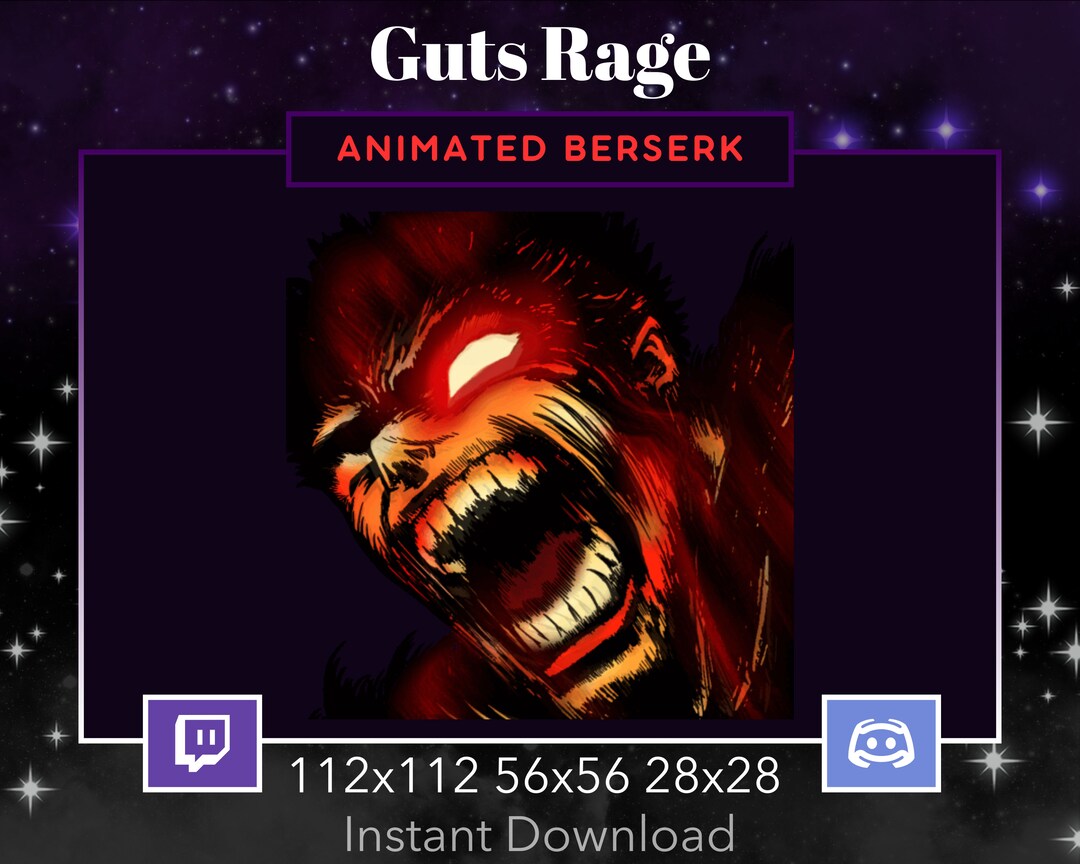 Buy Berserk Guts Rage Animated Emote for Twitch, Discord. Anime, Manga ...