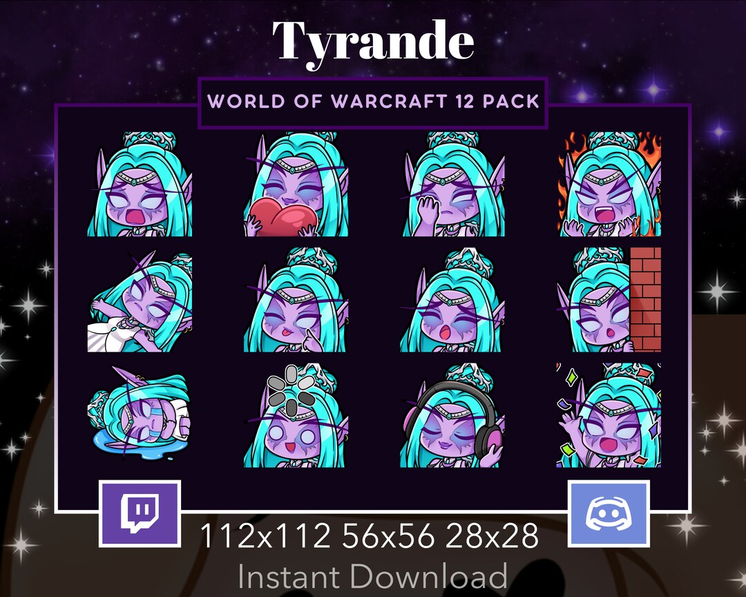 Warcraft, Wow, Tyrande Pack Set Emote, Twitch, Discord Stream Night Elf ...