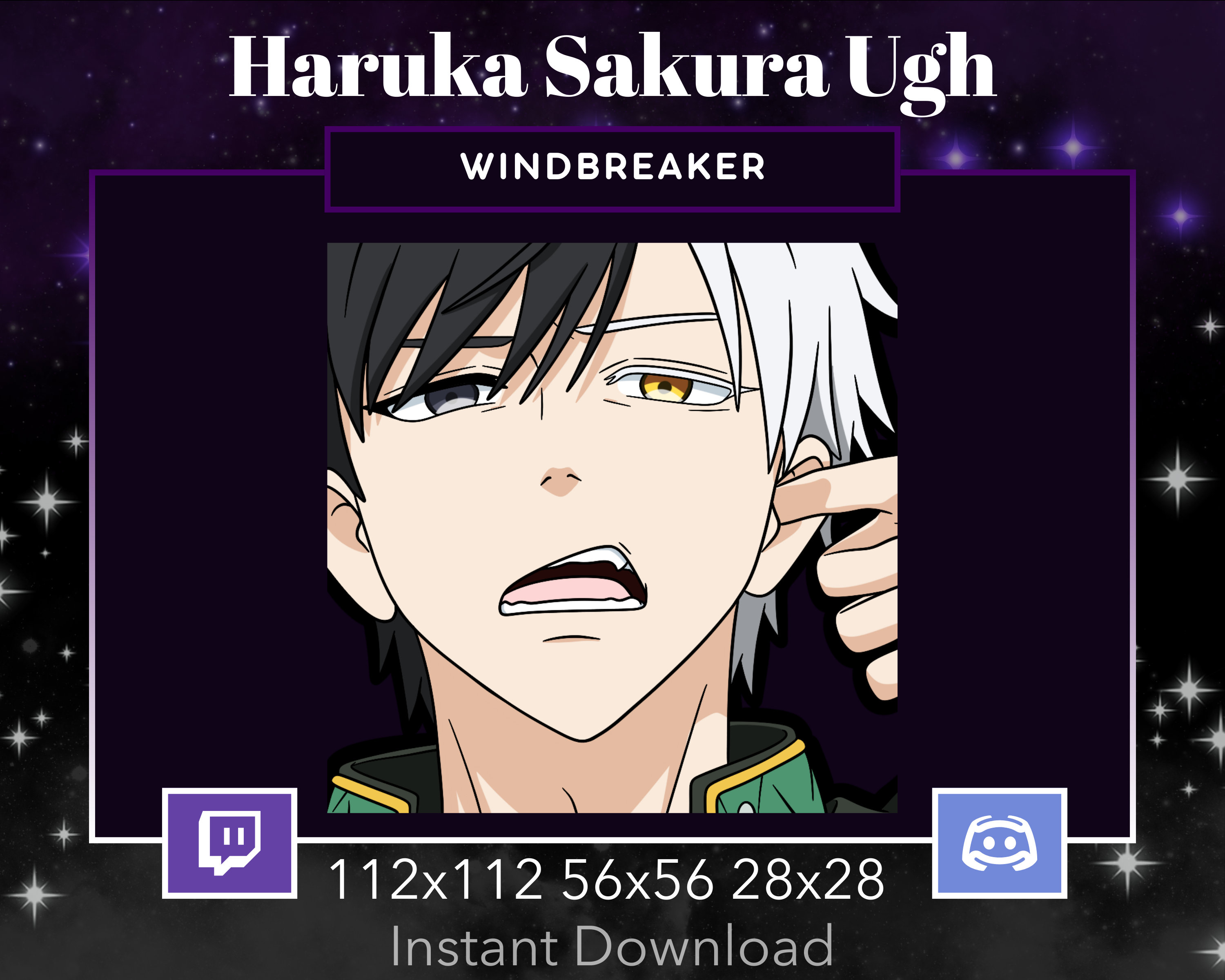 Wind Breaker Haruka Sakura Emote Ugh for Twitch, Discord. Anime, Manga ...
