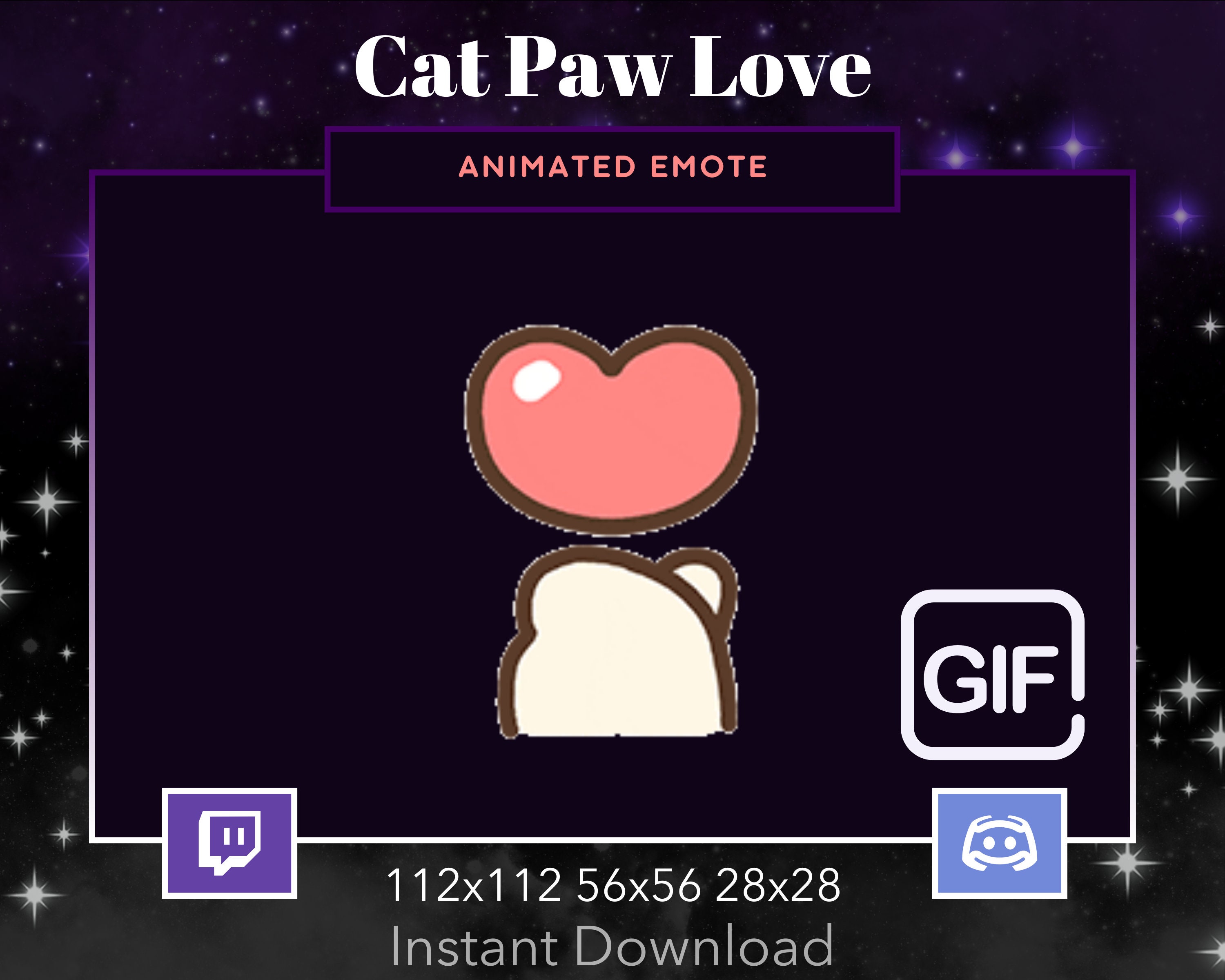 Animated Cat Paw Love, Twitch, Discord, Stream, Gif, Emote, Animal ...