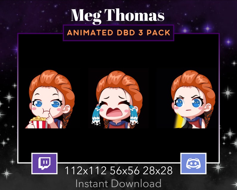 Meg Thomas DBD Animated Emote 3 Pack, Bundle Twitch, Discord. Dead by ...