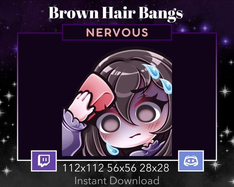 Chibi Girl Nervous, Sweating Emote, Twitch, Discord, Stream, Brown Hair ...