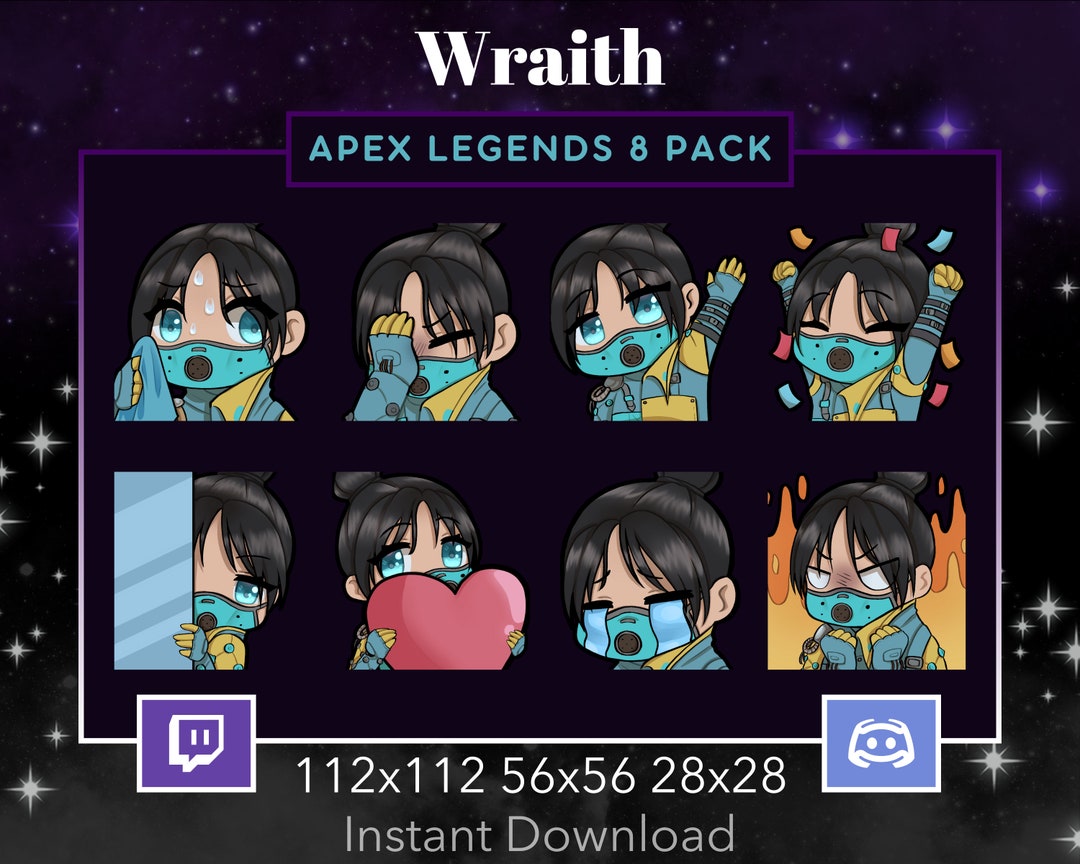 Apex Legends Wraith Emote 8 Pack, Bundle Twitch, Discord. Lurk, Rage ...