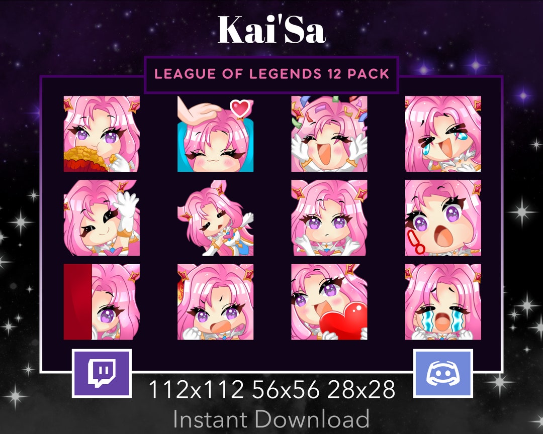 League of Legends Kai'sa Emote 12 Pack, Bundle Twitch, Discord. Lurk ...