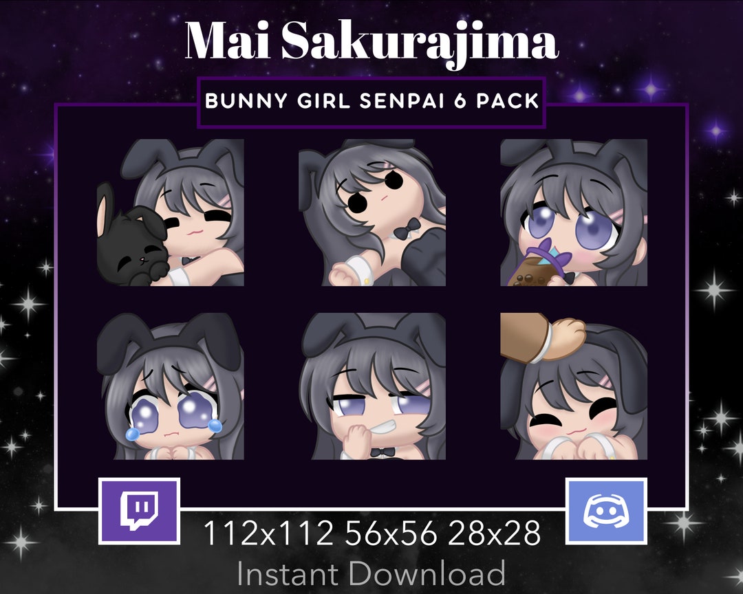 Bunny Girl Senpai Mai Pack Set Emote, Twitch, Discord, Stream, Manga ...