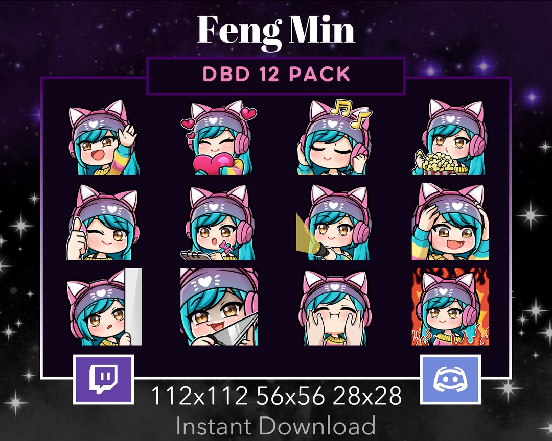 Feng Min DBD Emote 12 Pack, Paquete Twitch, Discord, Dead By DayLight ...